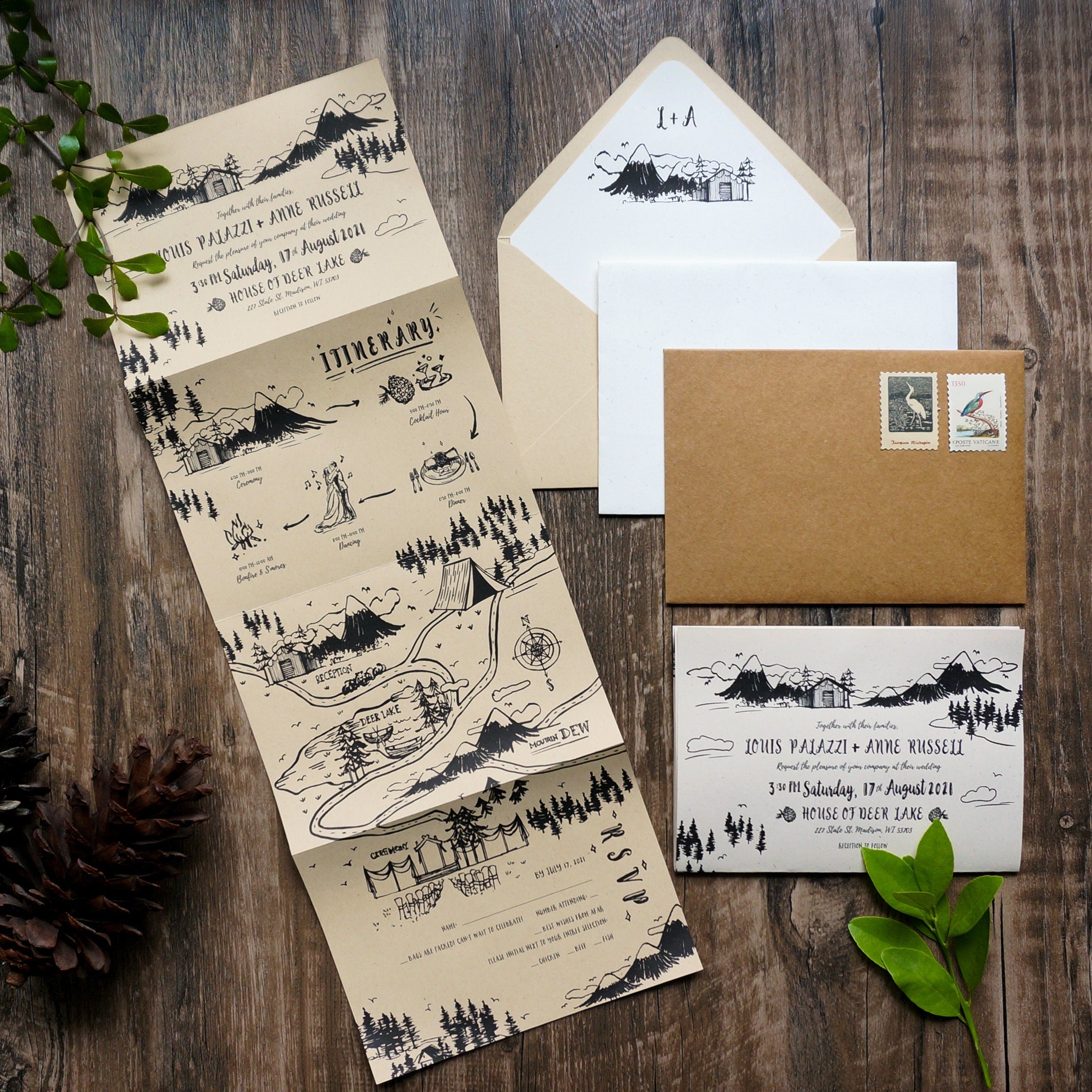 Rustic Wedding Invitation | Custom Map Invitation | Sweet Dates Prints ...
